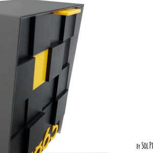 Mailbox With 3d Black Acrylic Face, Aluminum Metallic Gray Body and ...