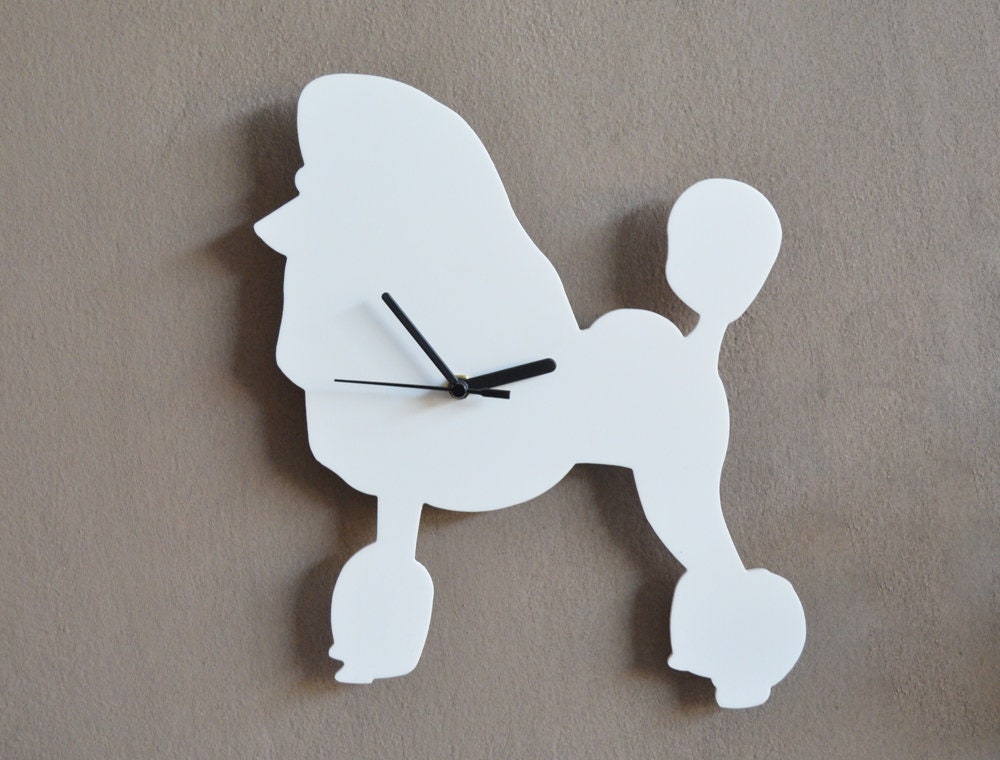Poodle Dog White - Wall Clock Silhouette - Etsy