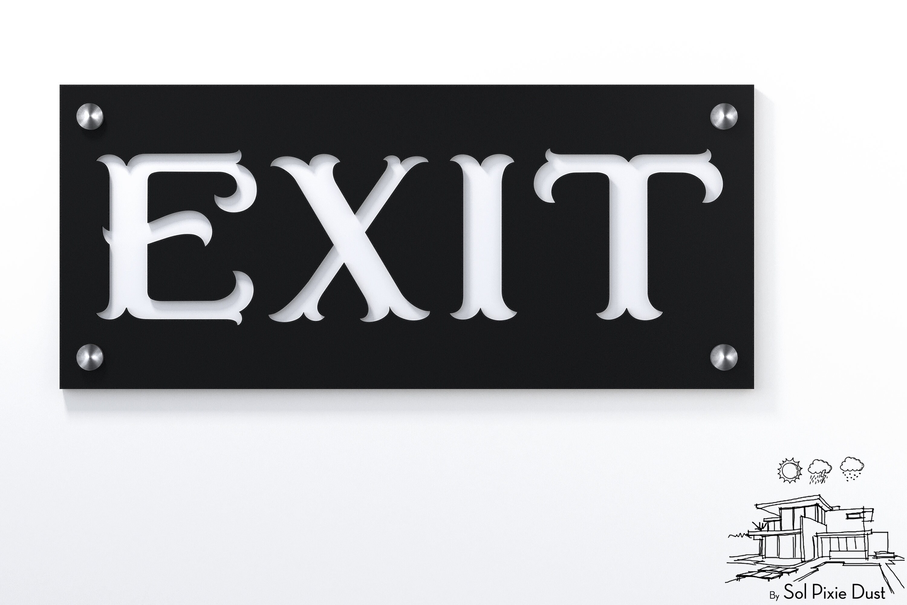 Art Exit Modern House Numbers Rectangle White with Black | Etsy