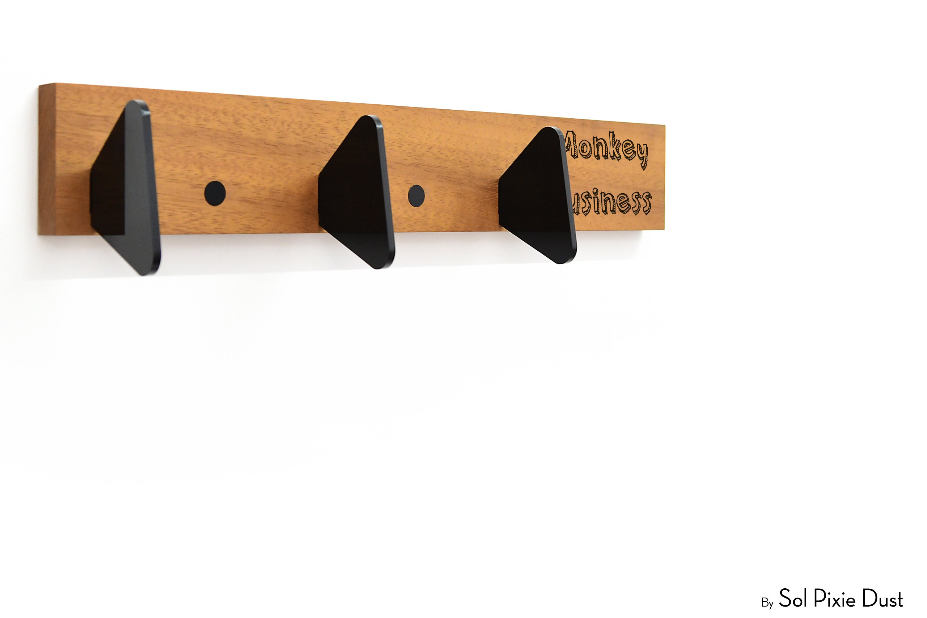 Wall Mount Wooden Hook Rack Personalized Laser Engraving - Etsy