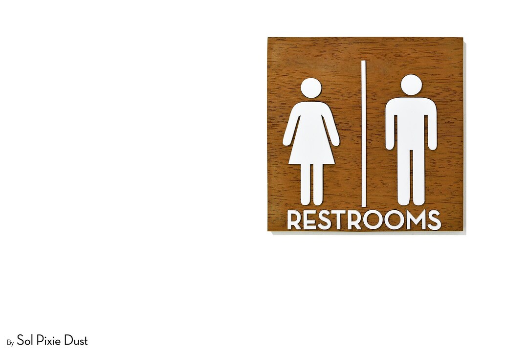 Hotel Restroom Door Sign - Engraved Solid Wood Iroko (africa Teak ...