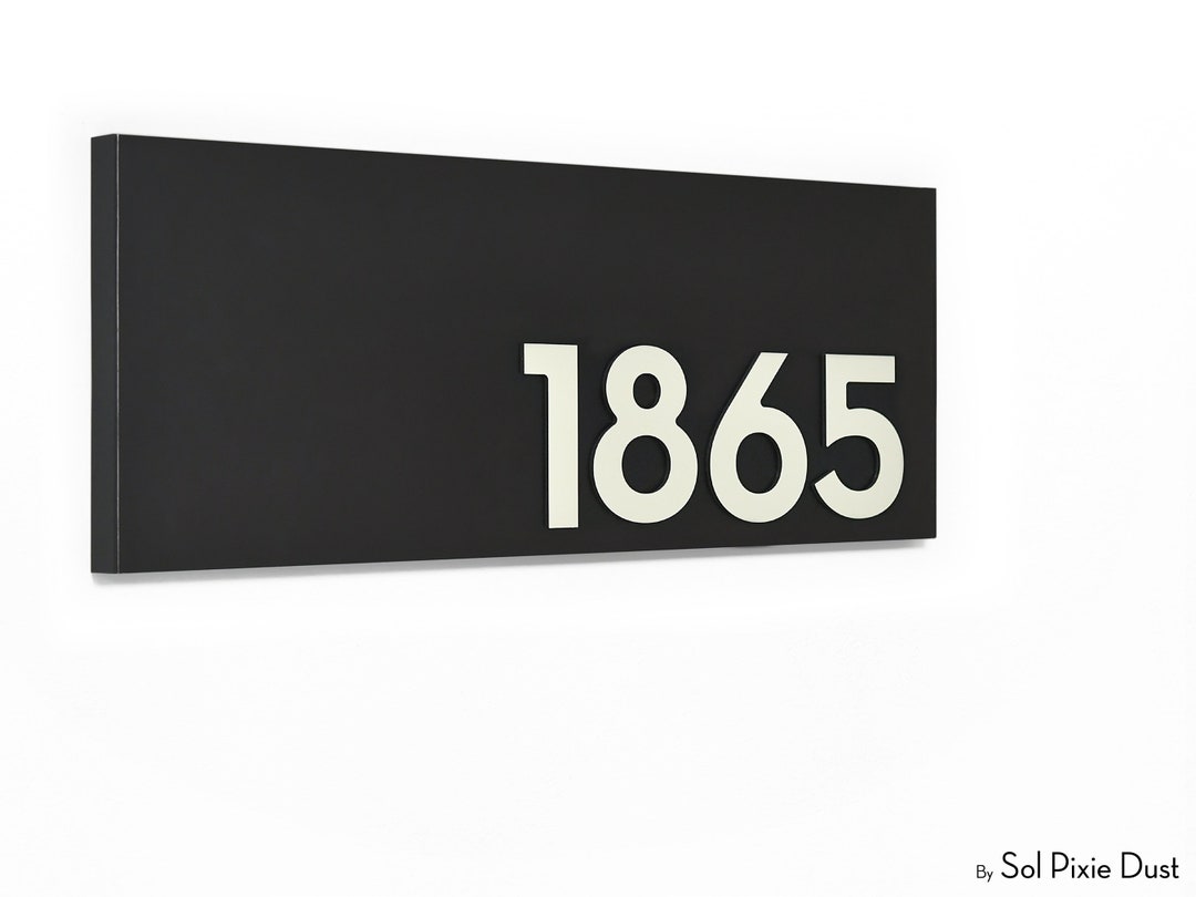 Large Modern House Numbers - Aluminum Hollow Bar Rectangle - Black With ...