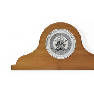 Wooden Mantel Clock - Shelf Clock - Skeleton Clock Face - Solid Iroko ...