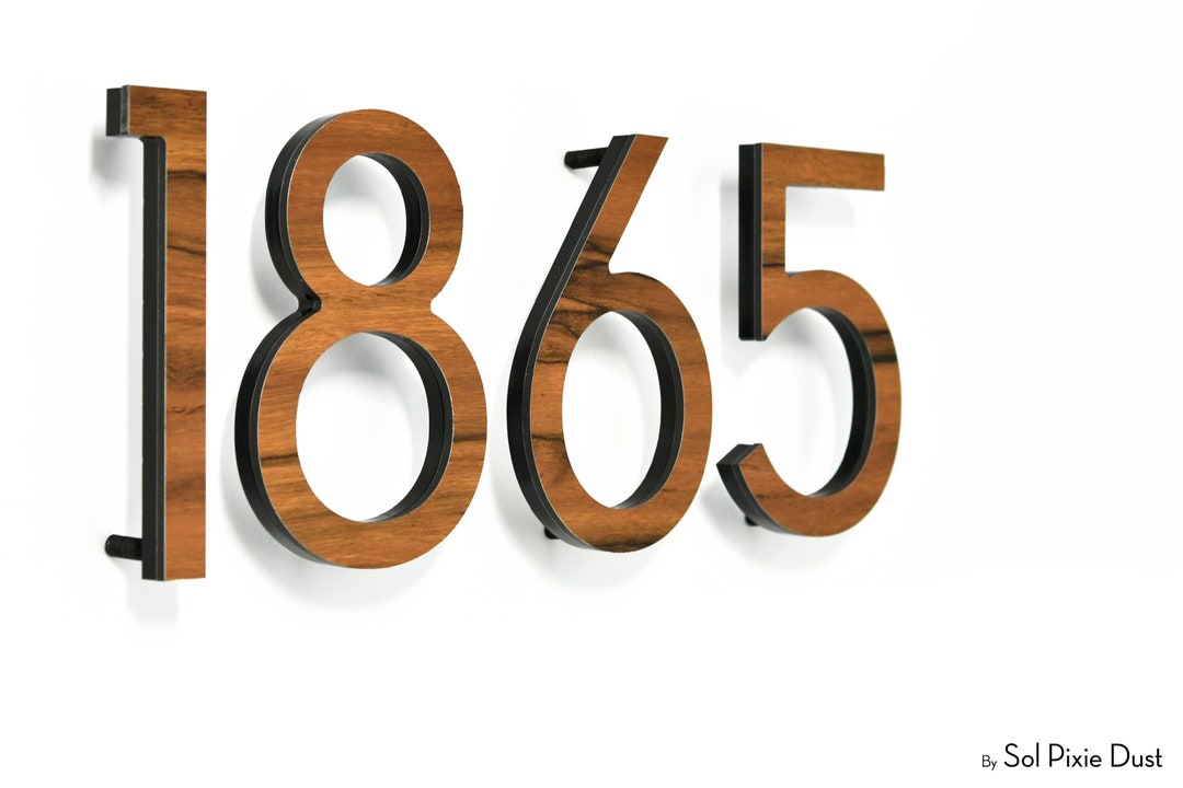 Modern House Numbers Letters - Acacia Aluminum - Mailbox Numbers - Home ...