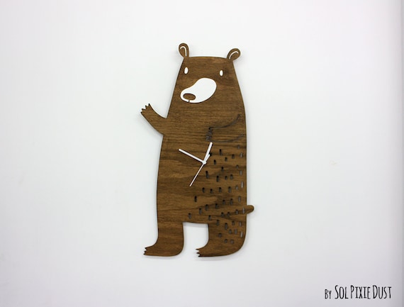 Cute Standing Bear Wooden Wall Clock | Etsy
