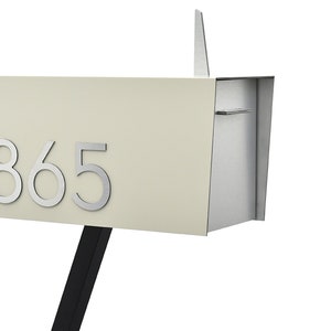 Contemporary Post Mounted Mailbox - Aluminum Ivory White Body and Brush ...