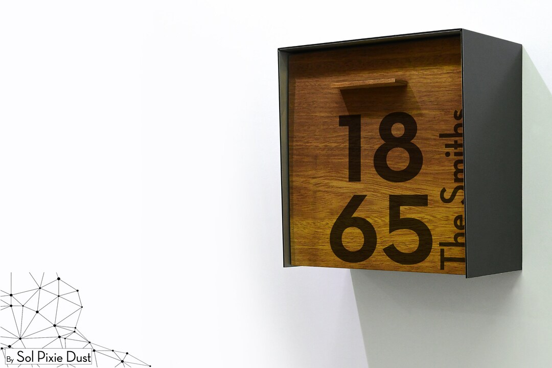 Mailbox With Solid Iroko Wood Face - Metallic Gray Aluminum Body ...