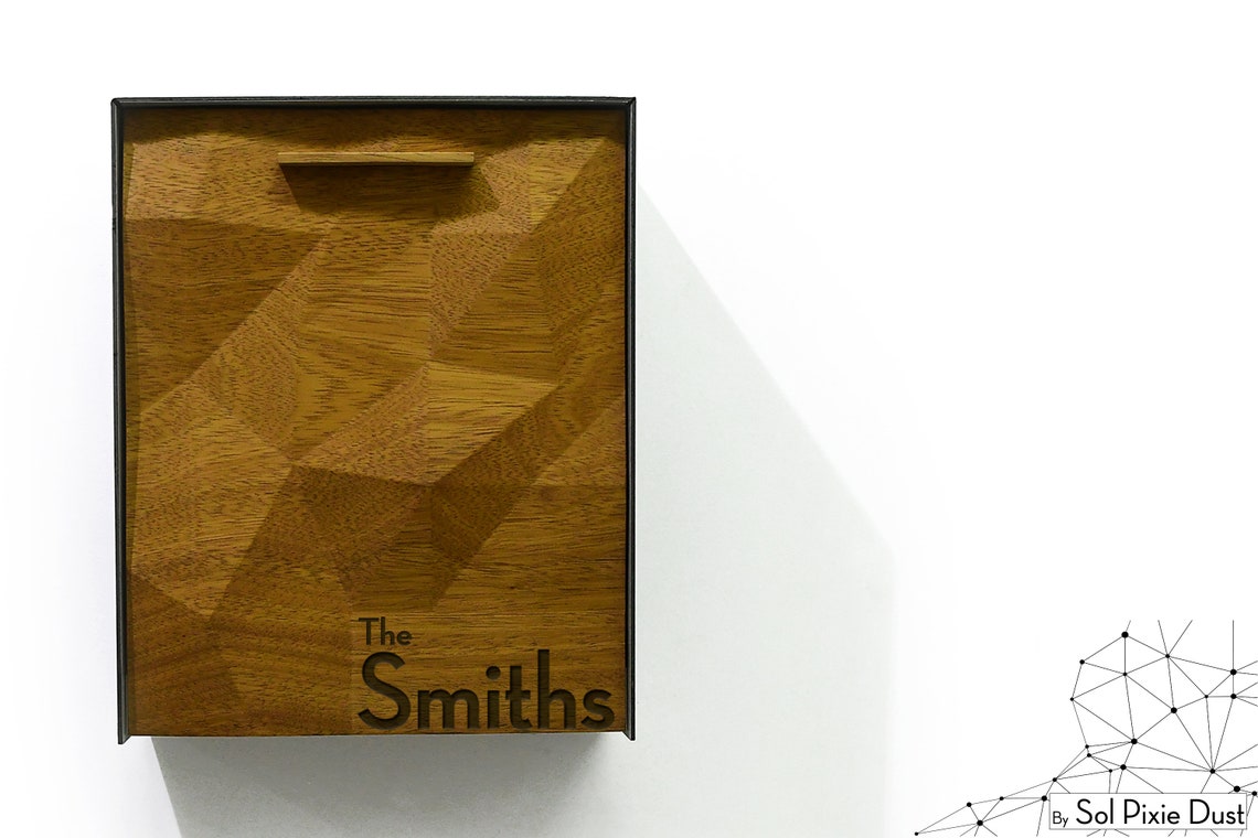 Mailbox With 3D Solid Wood Face Metallic Gray Aluminum Body - Etsy