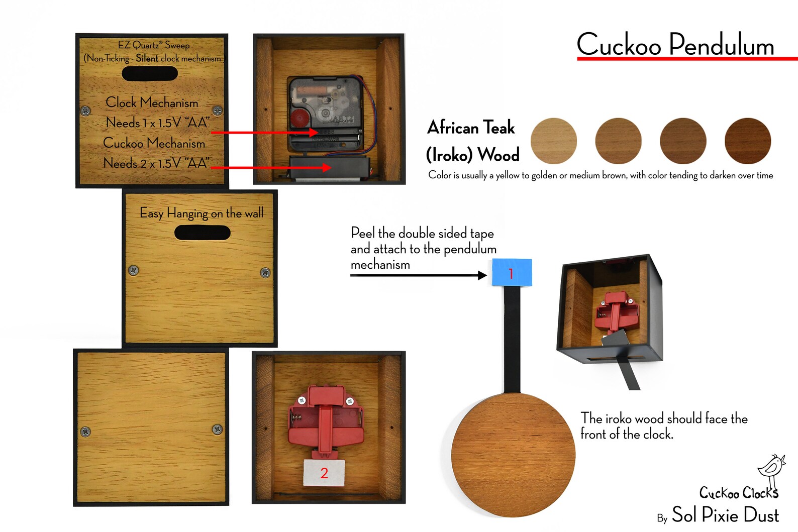 Modern Cuckoo Bird Clock Pendulum Wall Clock Solid Wood - Etsy