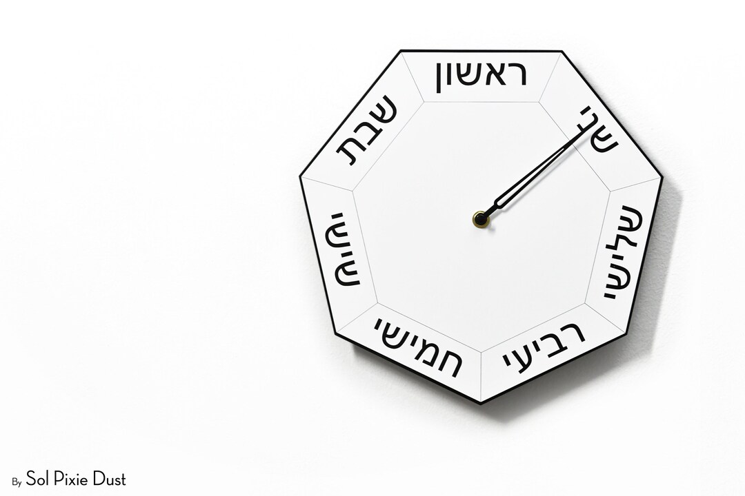 Day of the Week Clock - Heptagon White Wall Clock - Week Clock ...