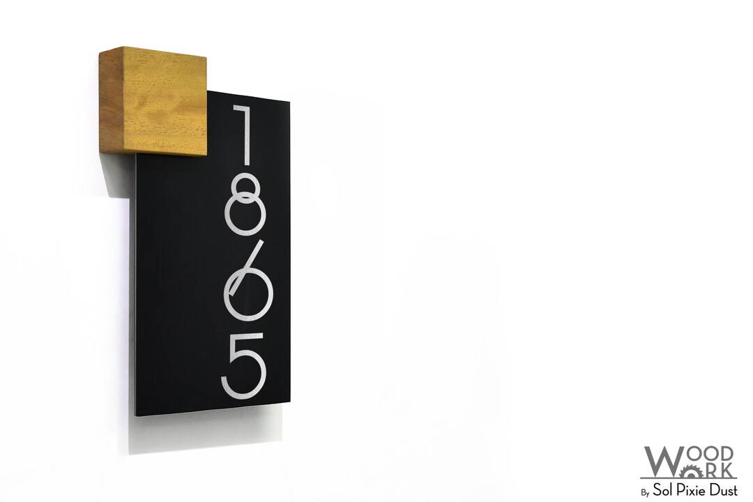 Modern Wall Hanging Number Sign - Black Aluminum (ACP), Fiber Laser ...