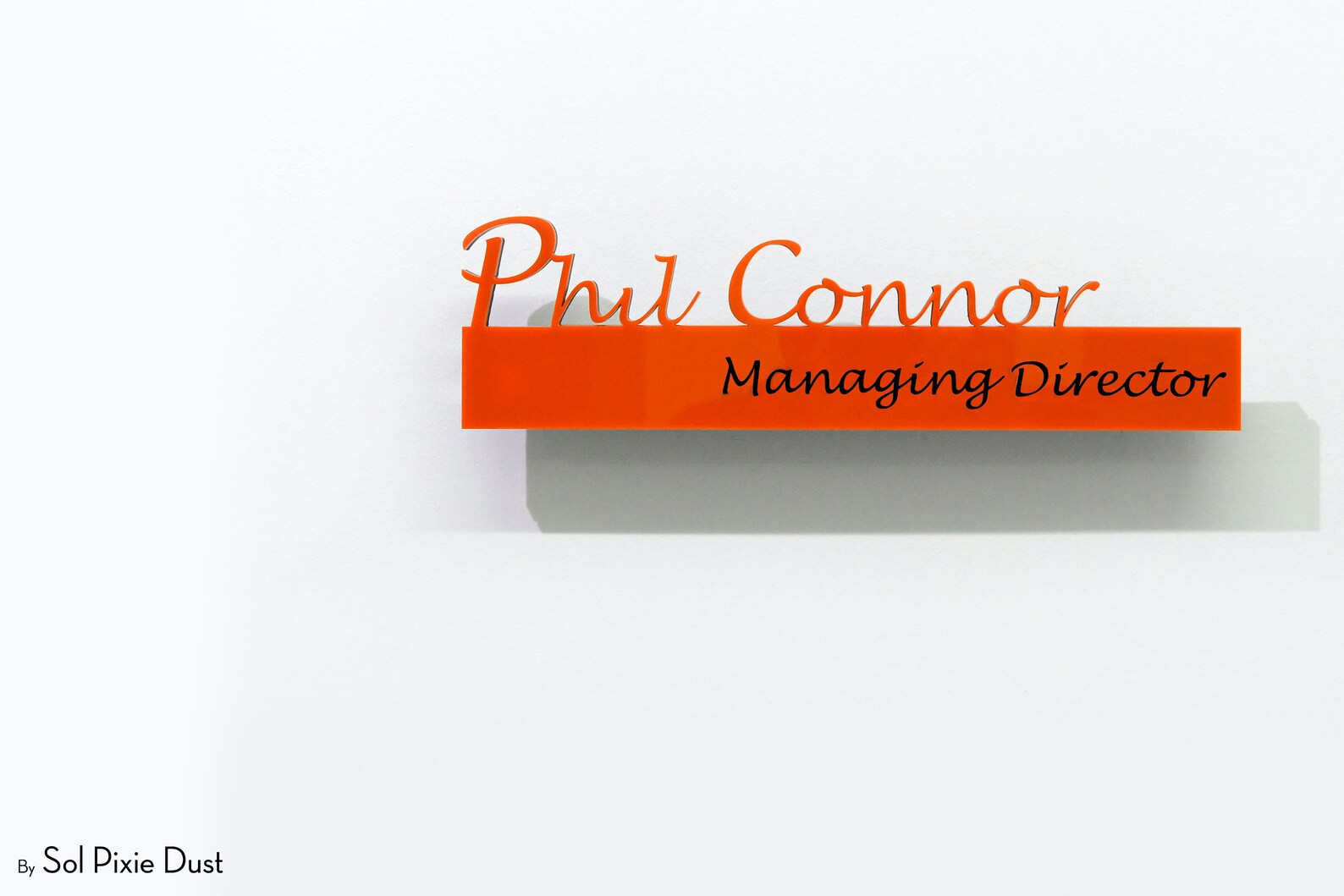 Office Door Name Plate - Orange Acrylic With Vinyl - Custom Wall ...