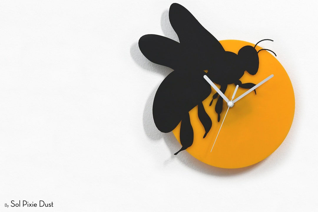 Honey Bee Silhouette Wall Clock - Yellow & Black Silhouette - Cartoon ...