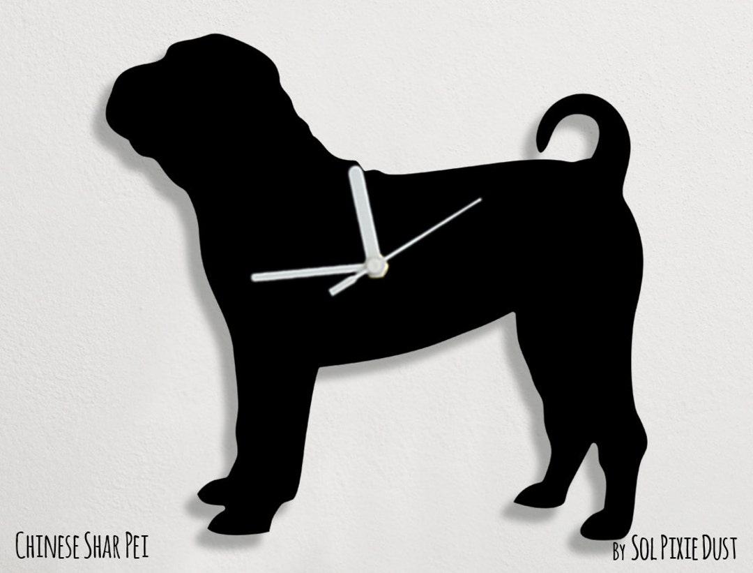 Chinese Shar-pei Dog - Wall Clock Silhouette - Etsy
