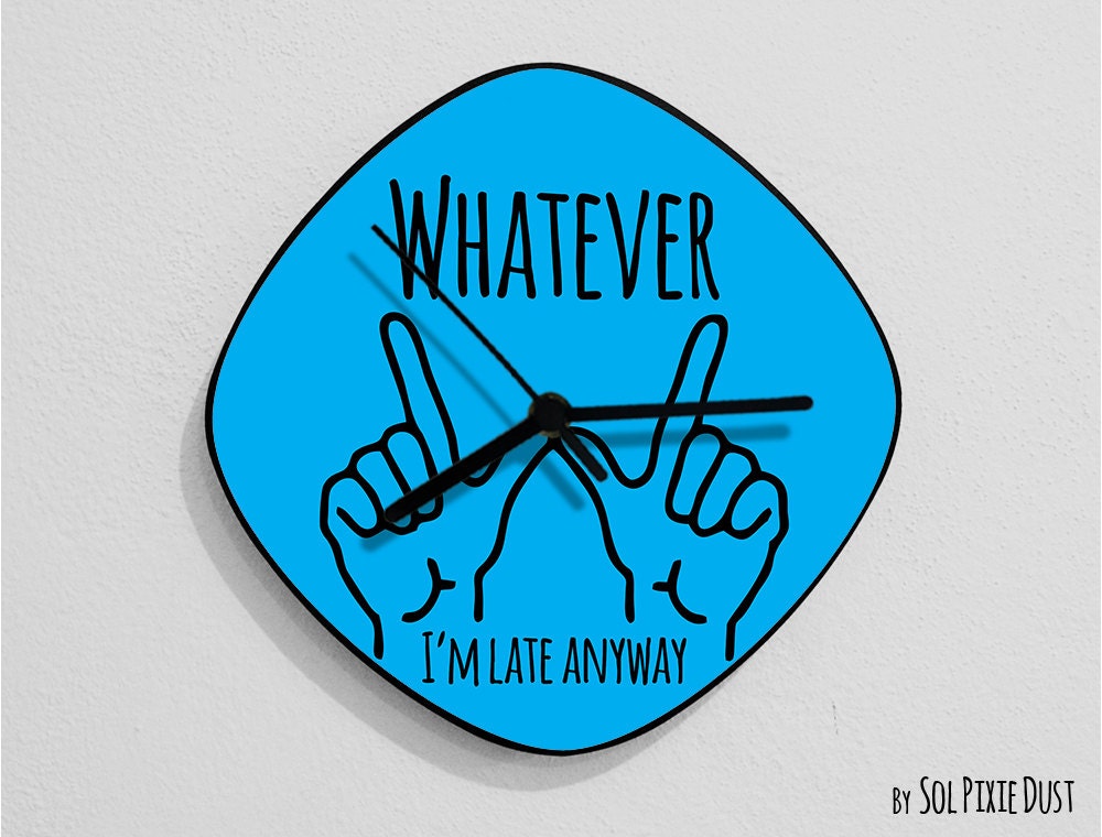 Whateveri'm Late Anyway Hand Symbol / Oval Blue Wall - Etsy