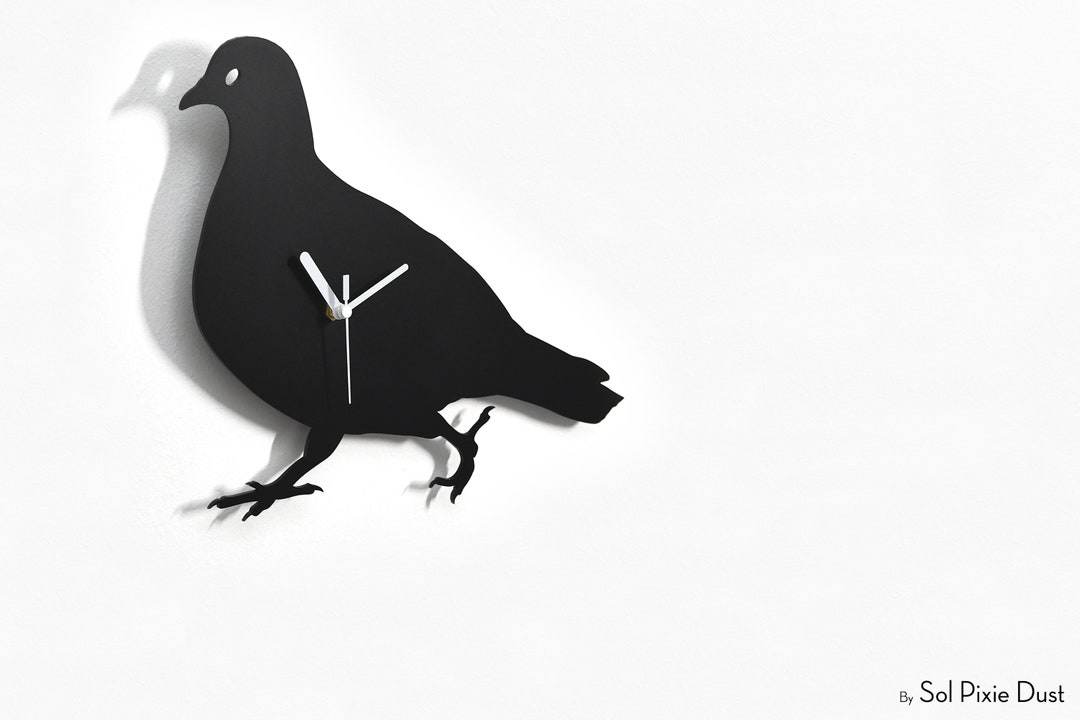 Silueta de paloma Reloj de pared Decoración de pared de pájaro ...