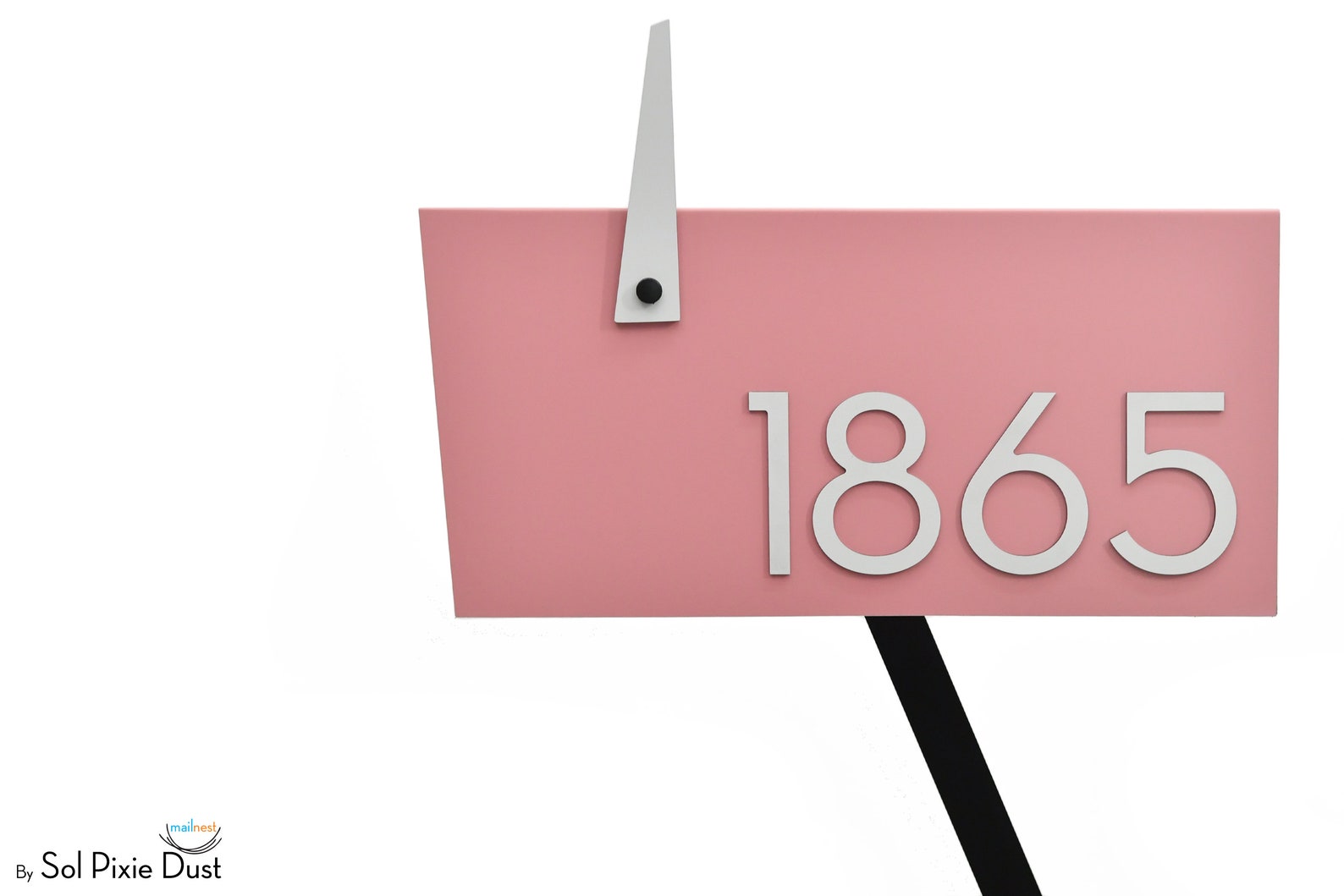 Contemporary Post Mounted Mailbox - Aluminum Pink Body and Aluminum ...