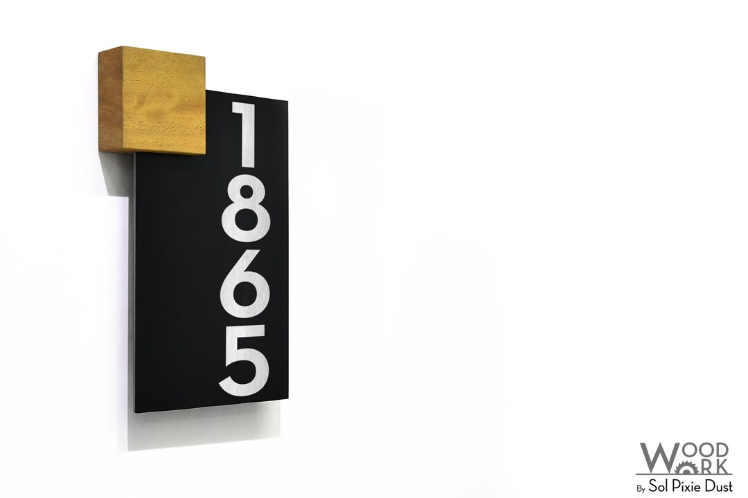 Modern Wall Hanging Number Sign - Black Aluminum (ACP), Fiber Laser ...