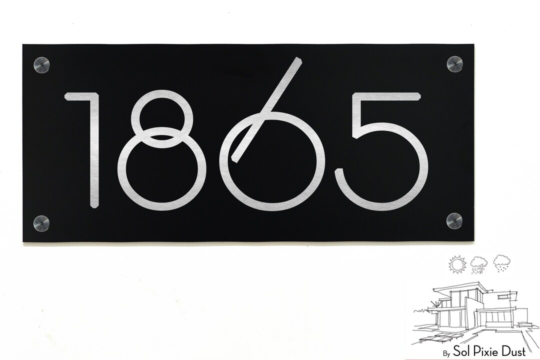 Modern House Sign With Black Aluminum (ACP) and Silver Fiber Laser ...