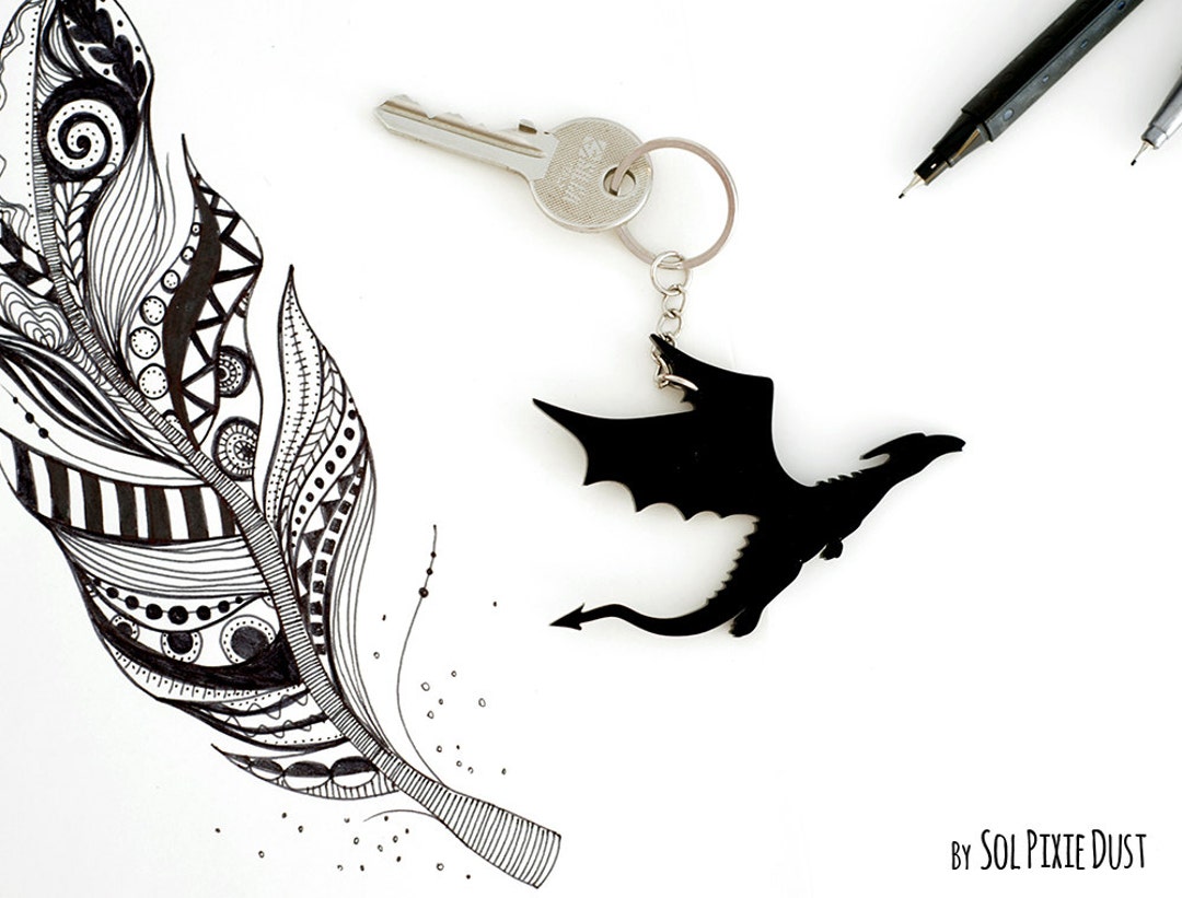 Key Chain Flying Dragon Silhouette - Etsy