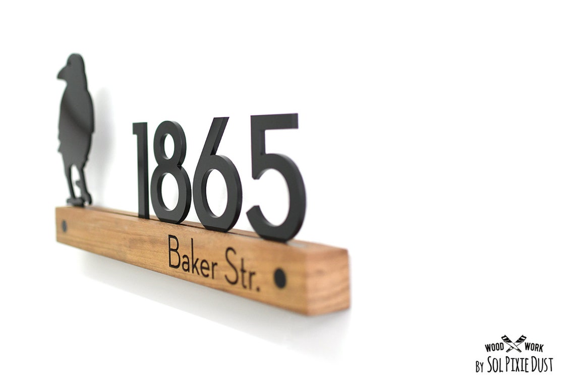 Modern House Numbers - Raven Wooden & Acrylic Signs - African Teak ...