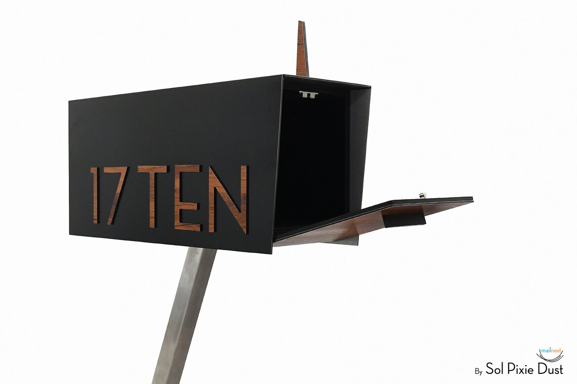 Contemporary Post Mounted Mailbox Aluminum Black Body and - Etsy