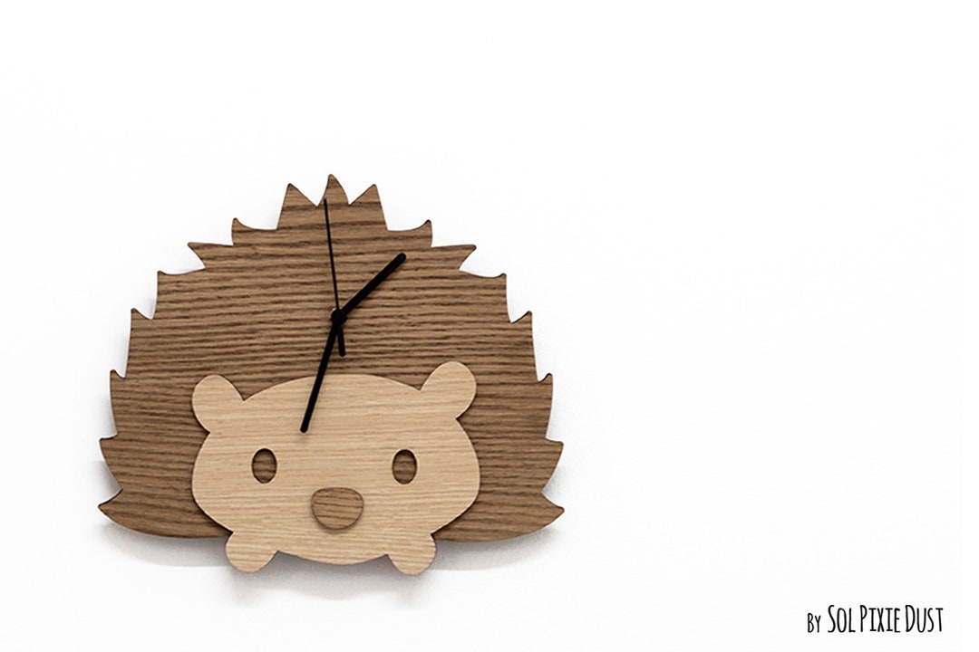 Little Hedgehog Wooden Wall Clock, Kids Nursery Room, Teens Room, Baby ...