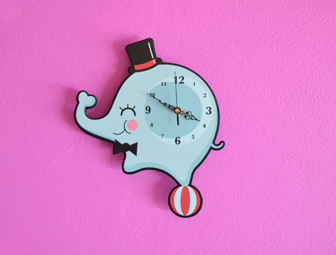 Little Circus Elephant Cartoon - Wall Clock - Etsy