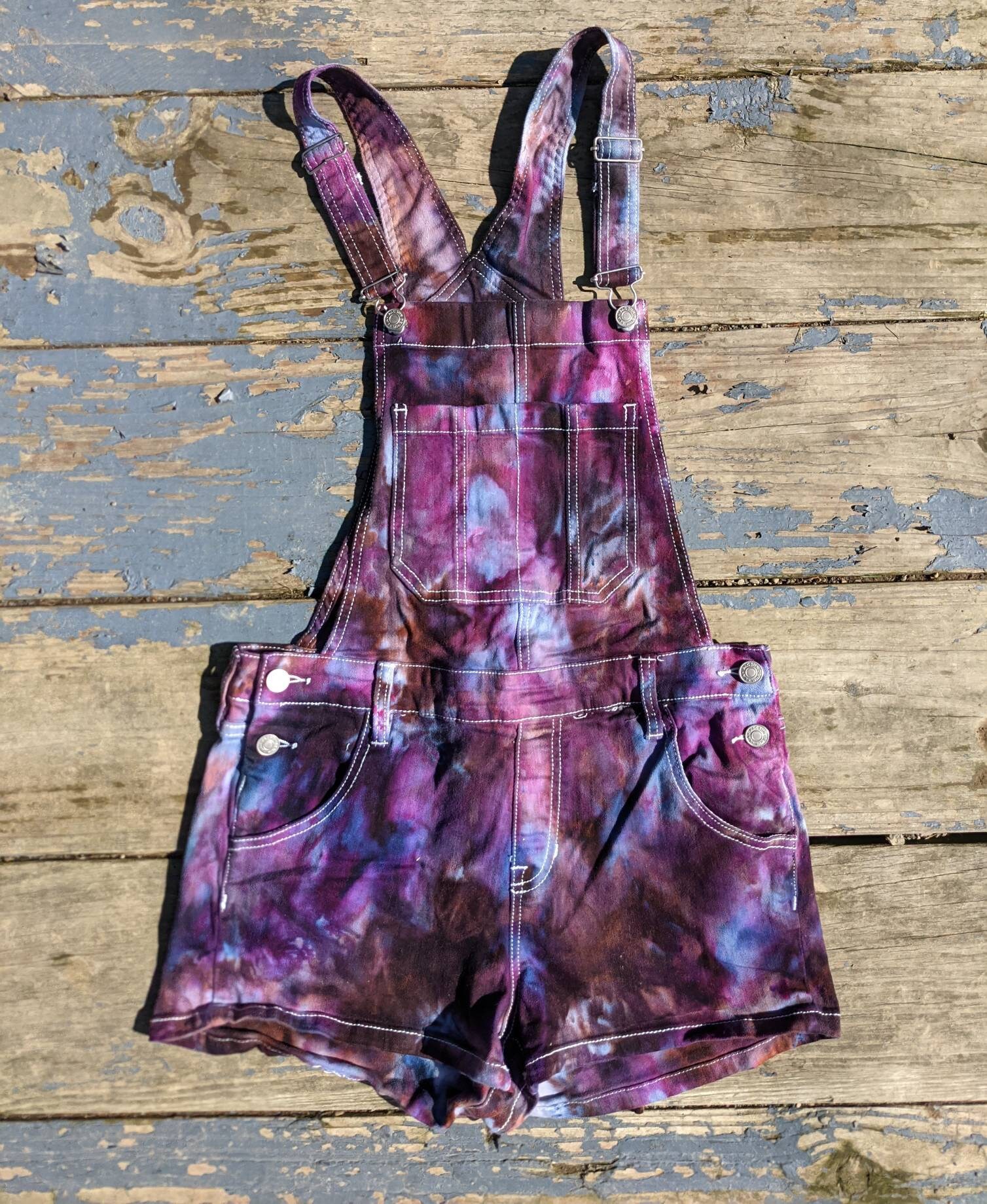 Purple Tie dye Overall Shorts Ice Dye Free Shipping Size 28 Etsy