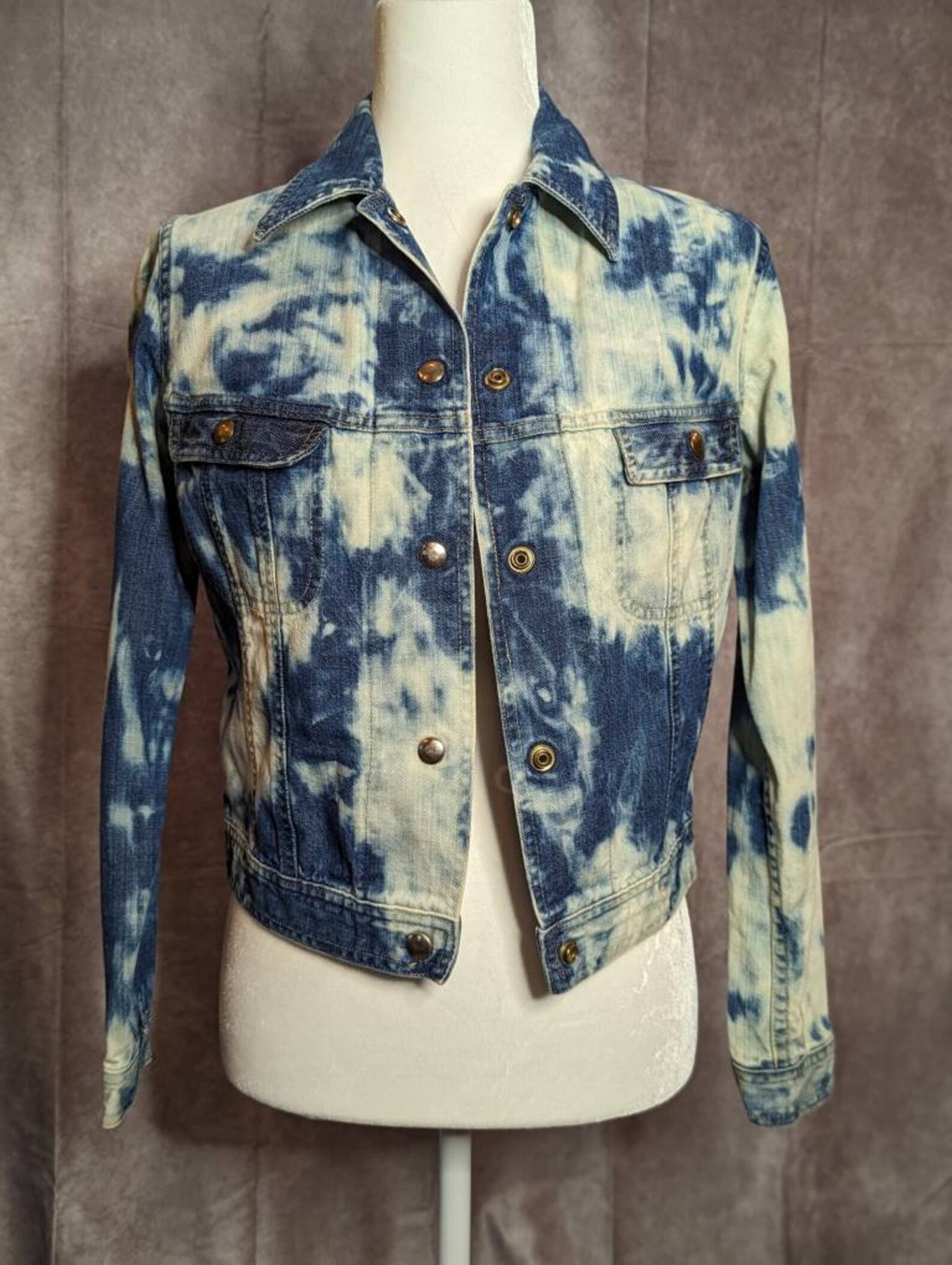 Small Denim Jacket Medium Jean Jacket Bleach Dye Jean Jacket Tie-dye ...