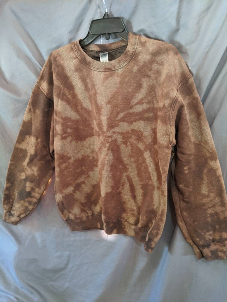 Size Crew Neck Long Sleeve Pullover Sweater Black Bleach Dye Tie-dye ...