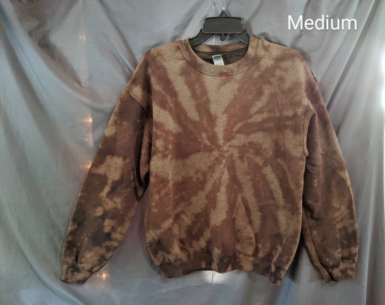 Size Crew Neck Long Sleeve Pullover Sweater Black Bleach Dye Tie-dye ...