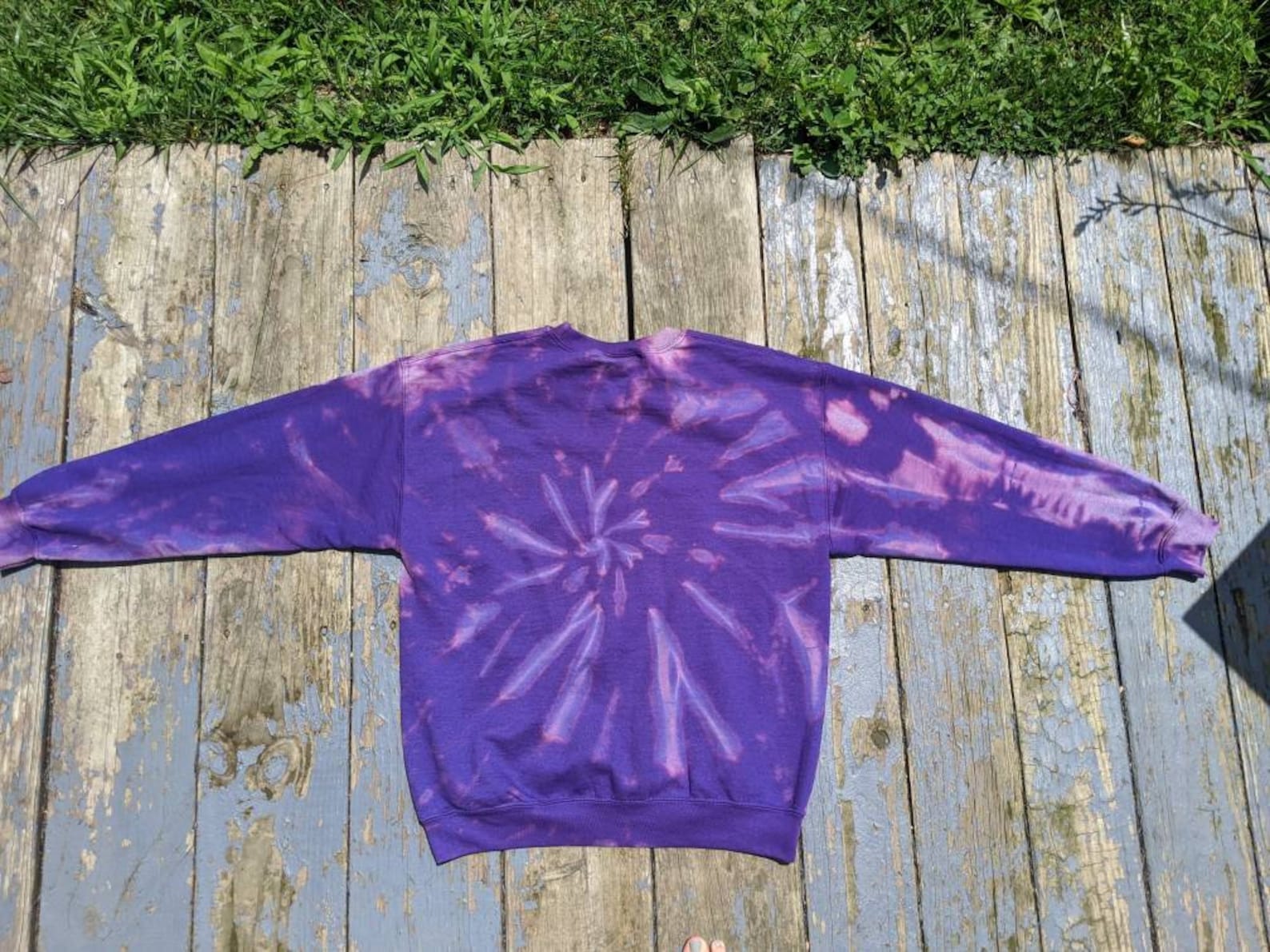 Bleach Dyed Sweaters Tie-dye Crew Neck Long Sleeve Cotton - Etsy