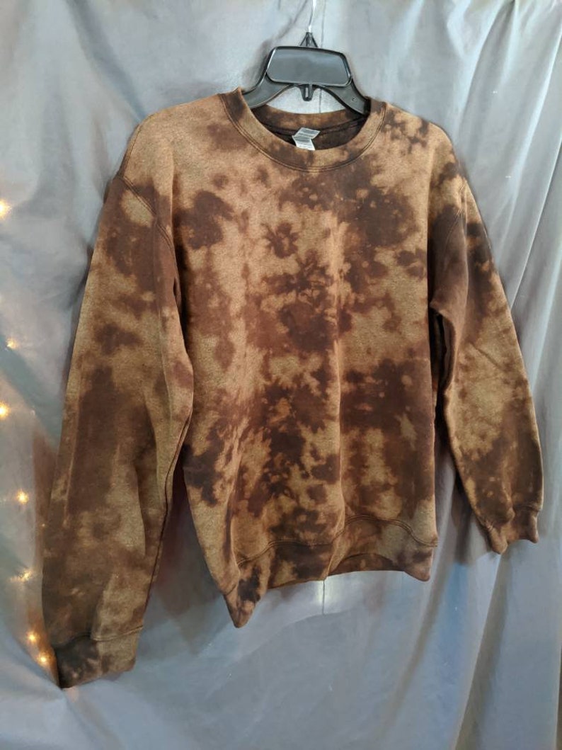 Size Crew Neck Long Sleeve Pullover Sweater Black Bleach Dye Tie-dye ...