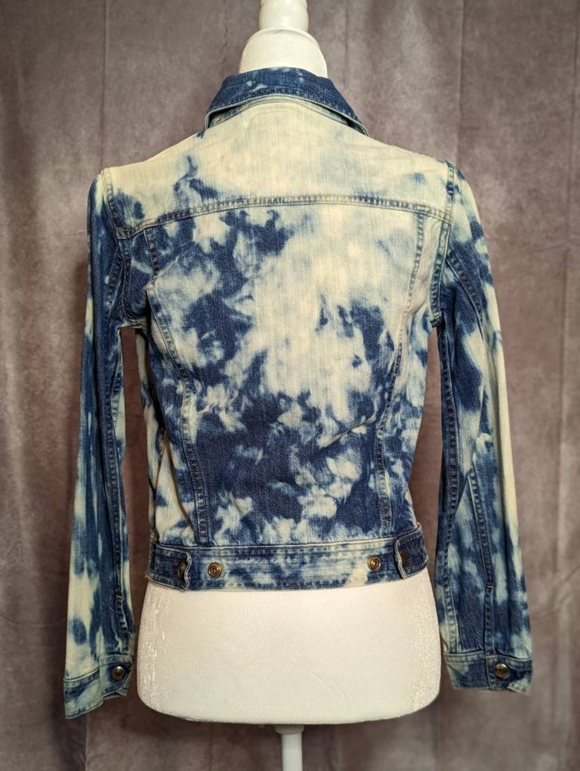 Small Denim Jacket Medium Jean Jacket Bleach Dye Jean Jacket Tie-dye ...