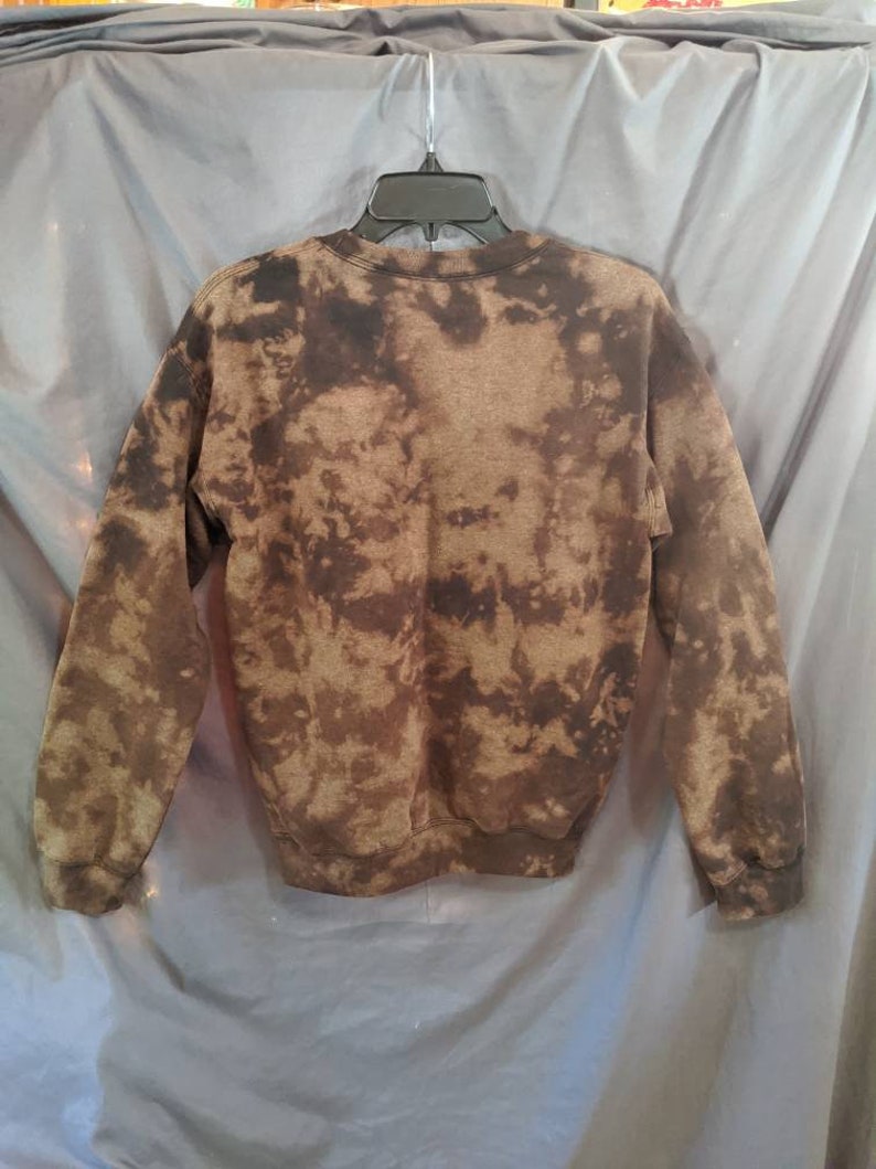 Size Crew Neck Long Sleeve Pullover Sweater Black Bleach Dye Tie-dye ...