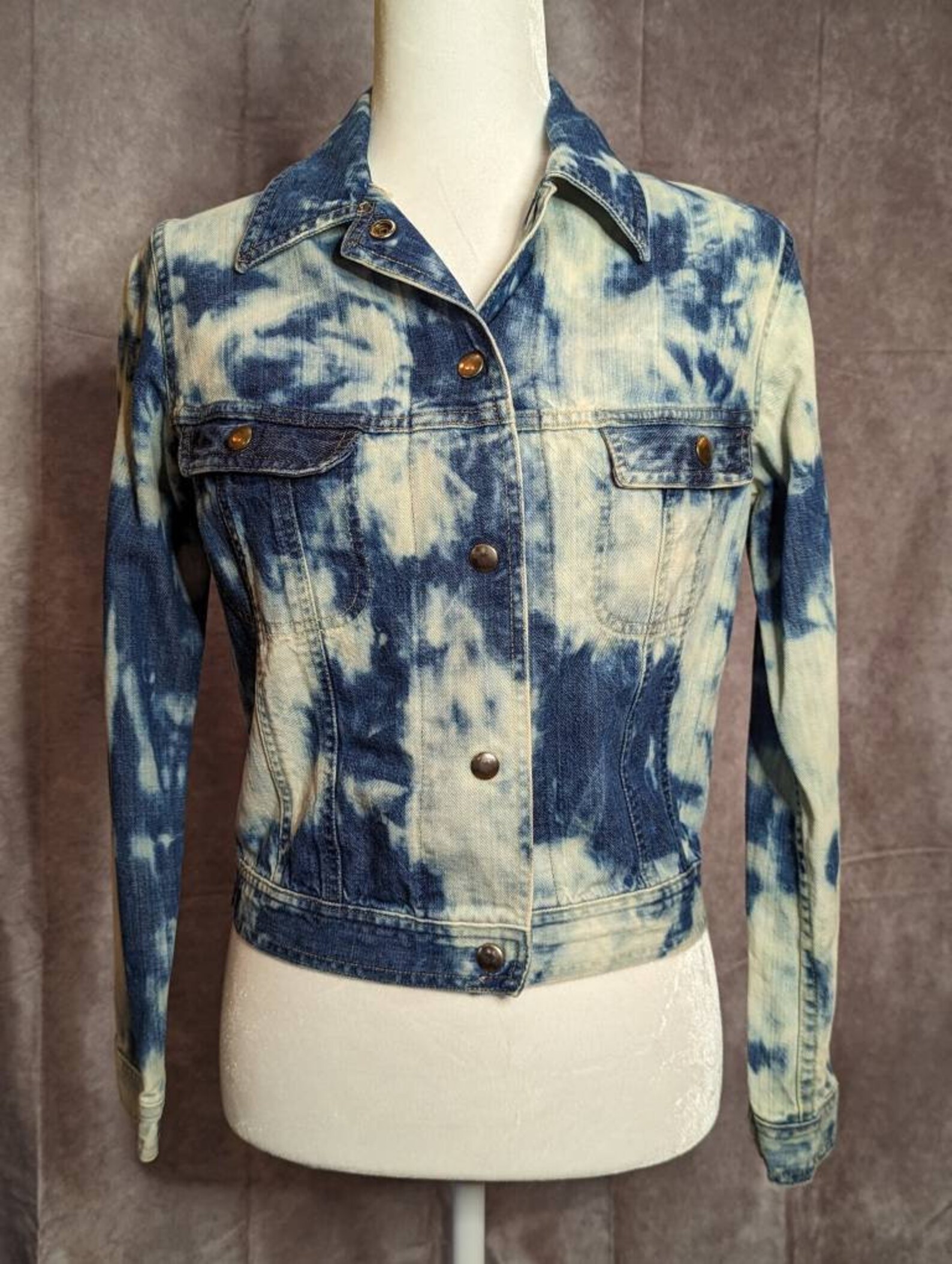 Small Denim Jacket Medium Jean Jacket Bleach Dye Jean Jacket Tie-dye ...