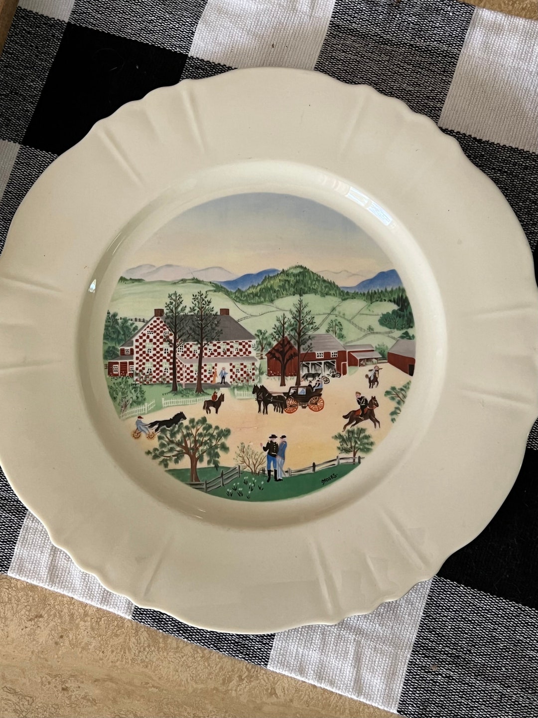 Grandma Moses Red Checked House Limited First Edition Plate New York ...