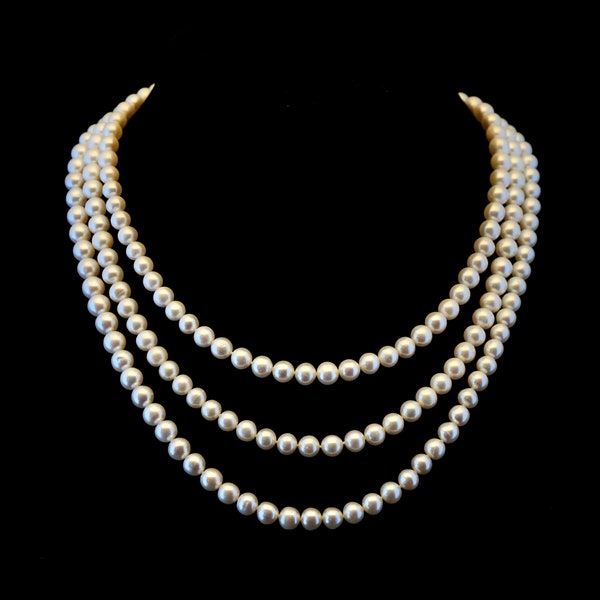 Long Pearl Necklace - Etsy