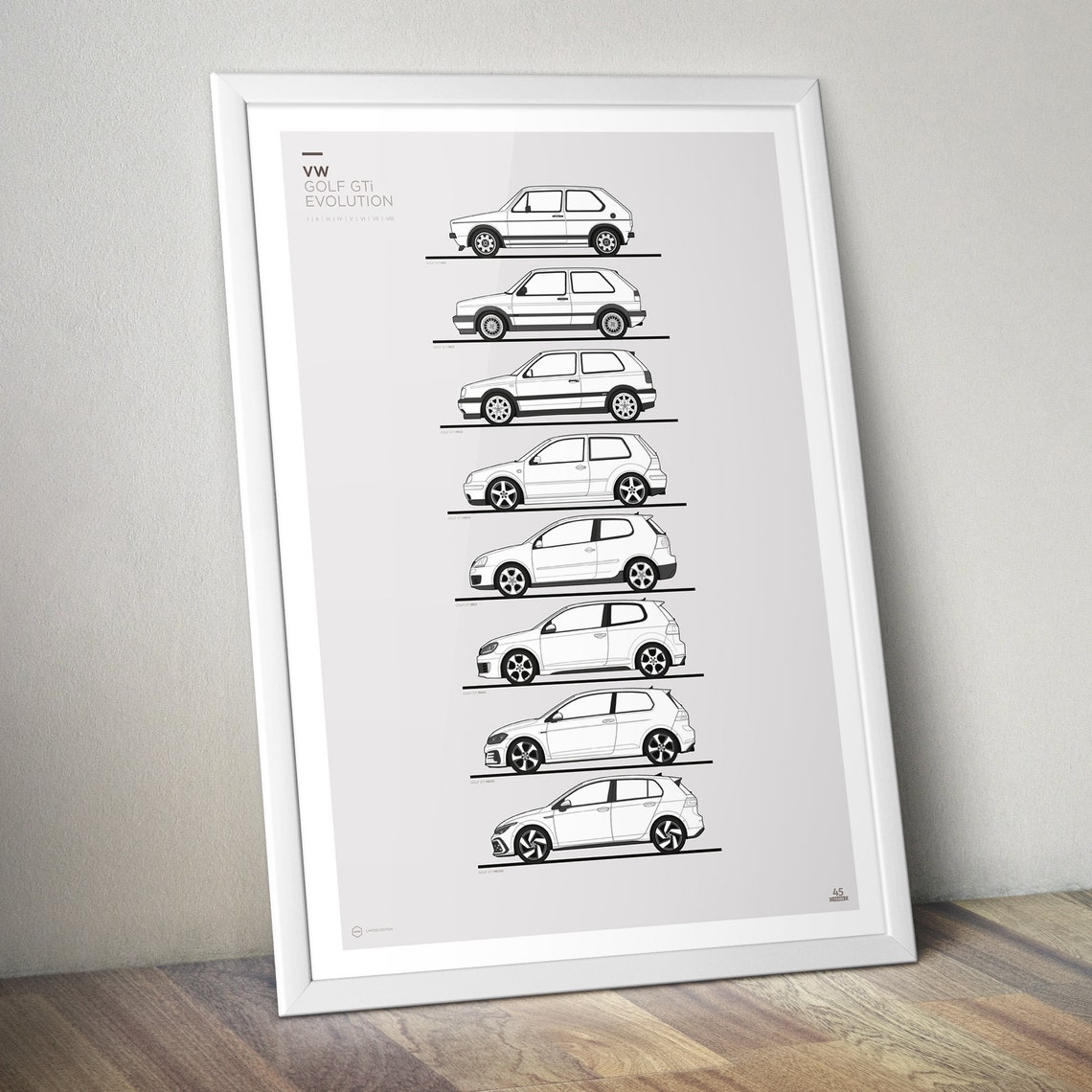 VW Golf Gti Poster Generations Evolution Models Lineup | Etsy