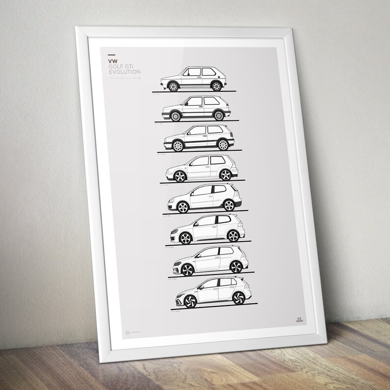 VW Golf Gti Poster Generations Evolution Models Lineup - Etsy