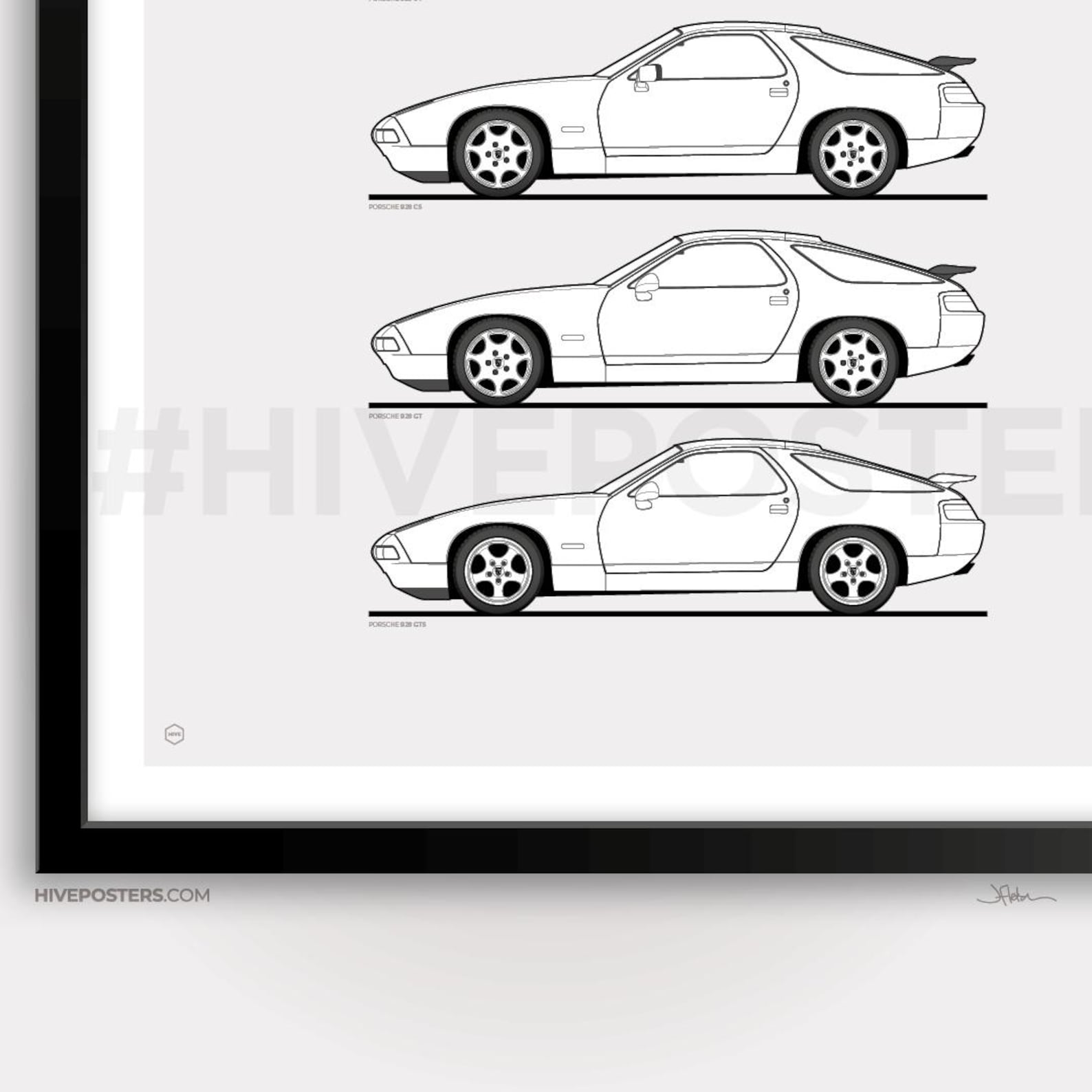 Porsche 928 Generations Evolution Poster - History Timeline Blueprint ...