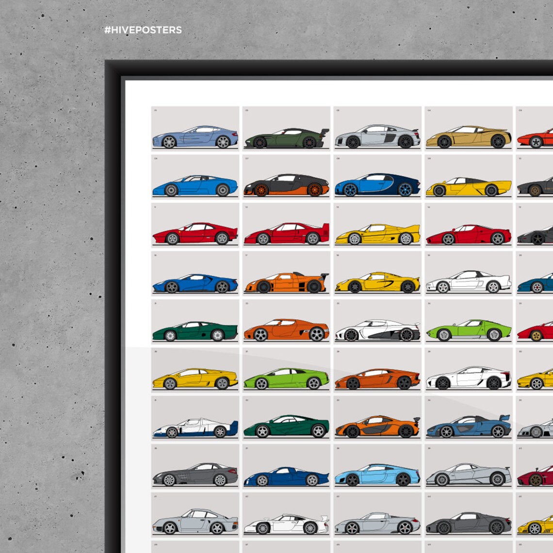 Supercar Poster 50 Greatest Supercars | Etsy