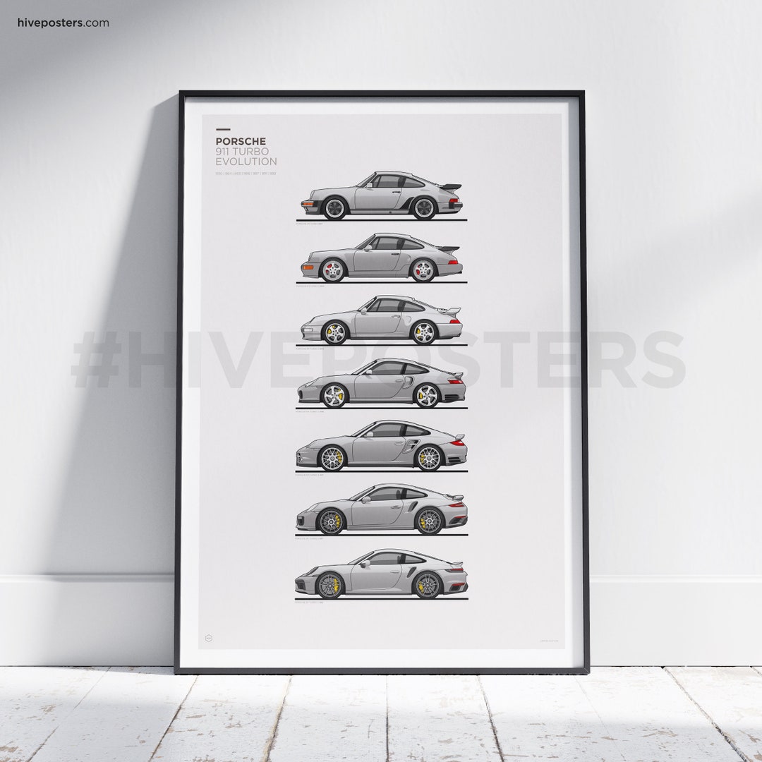 Porsche 911 Turbo Poster Generations Evolution SILVER - Etsy