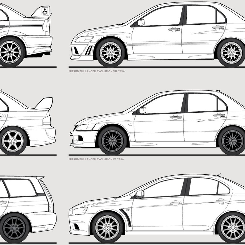 Mitsubishi Evo Generations Poster - Etsy