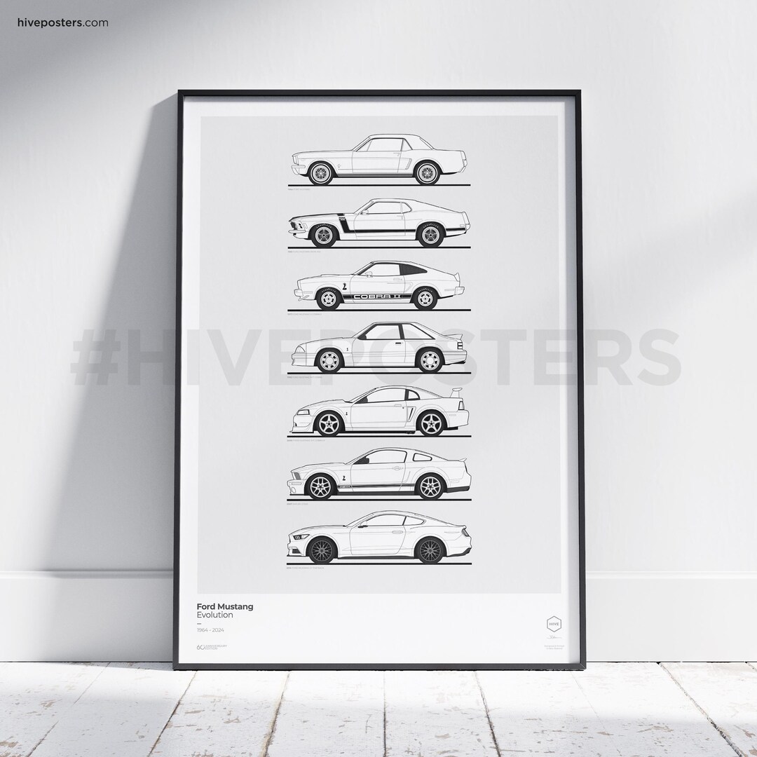 Ford Mustang Evolution Poster - Etsy