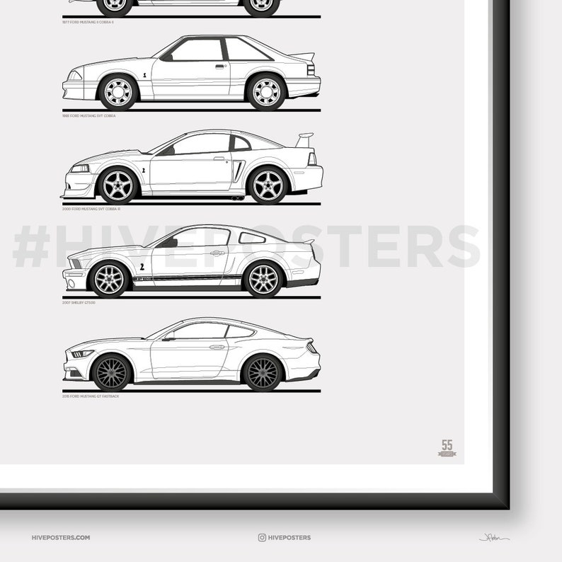 Ford Mustang Evolution Poster - Etsy
