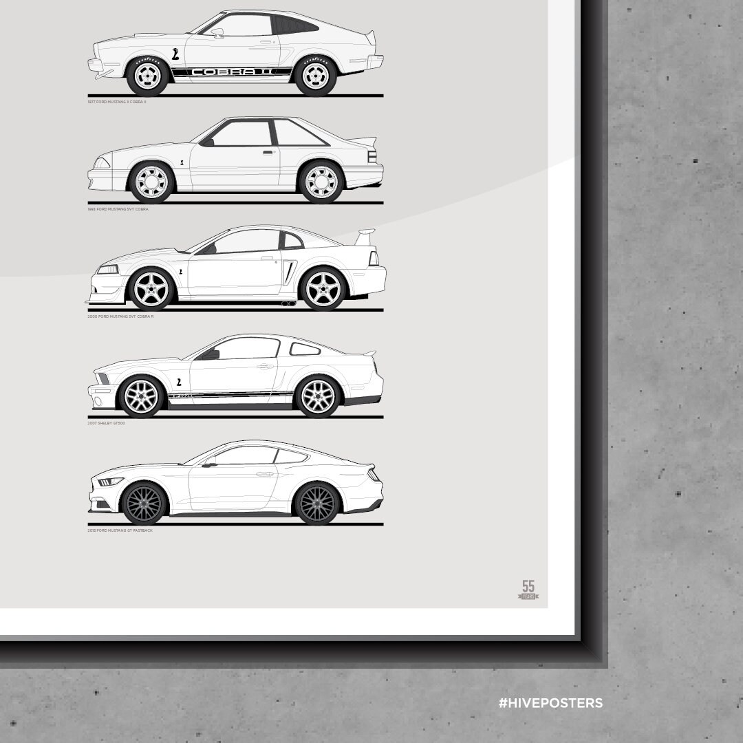 Ford Mustang Evolution Poster | Etsy
