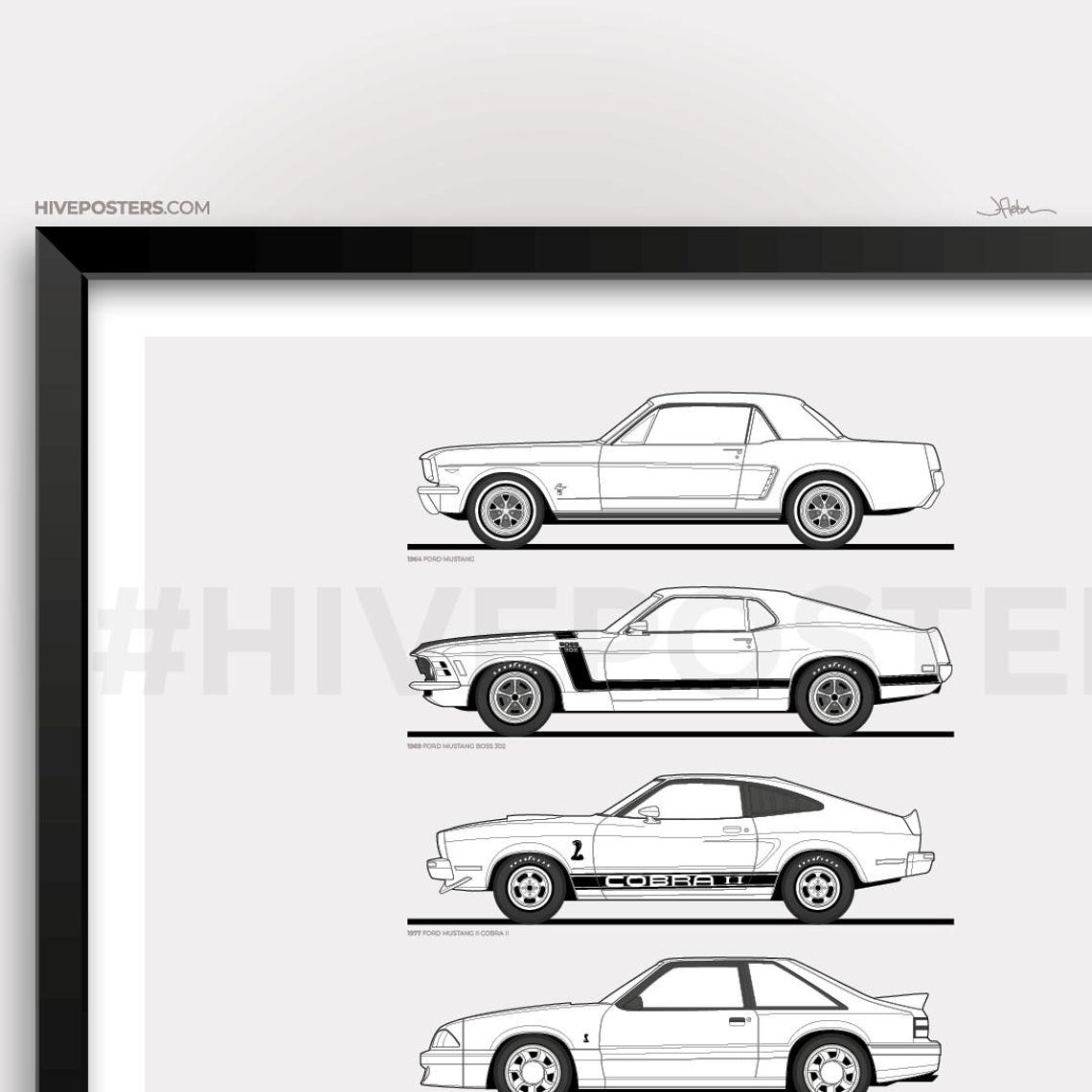 Ford Mustang Evolution Poster - Etsy