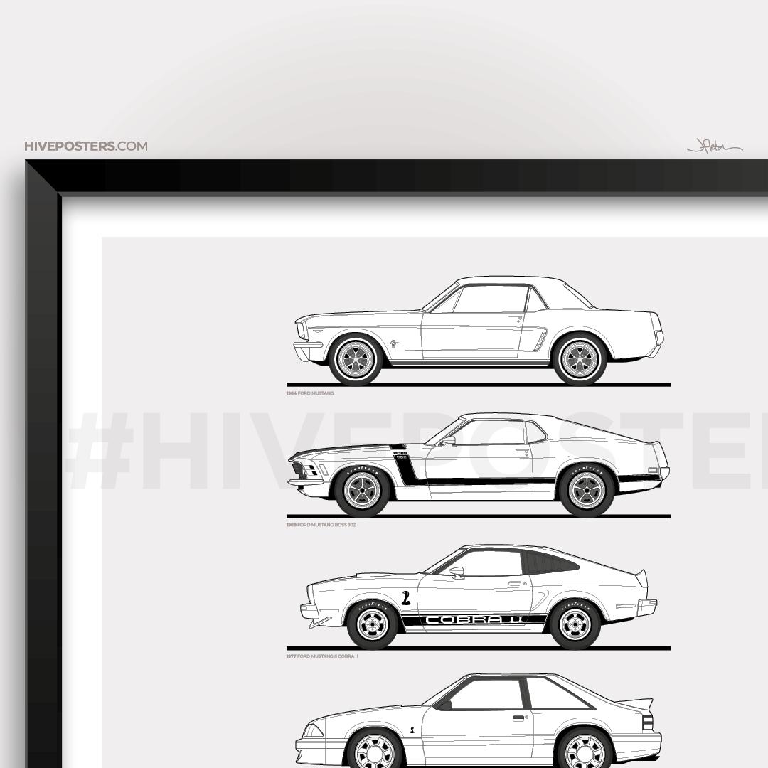Ford Mustang Evolution Poster - Etsy